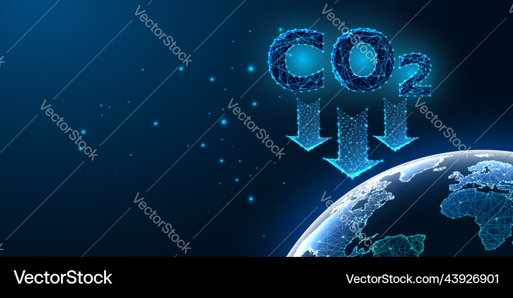 Concept of carbon dioxide reduction global Vector Image