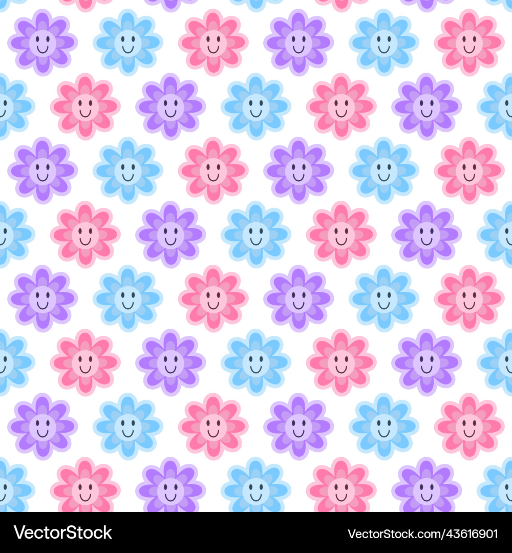 Fcute smiling daisy flower in pink color Vector Image