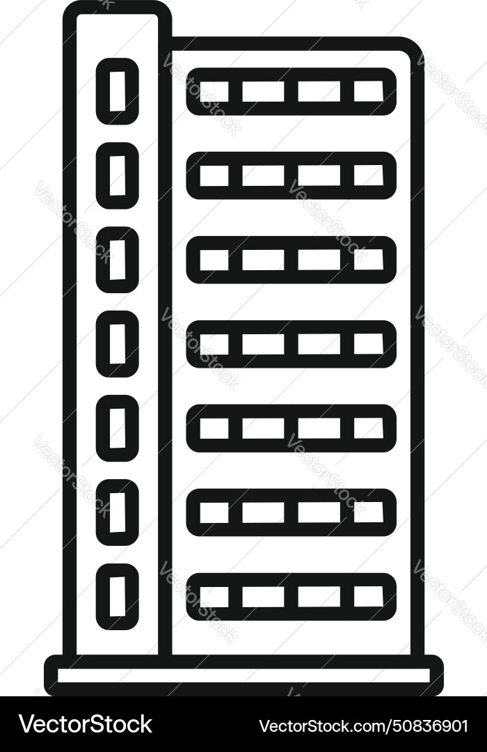 Front multistory building icon outline Royalty Free Vector