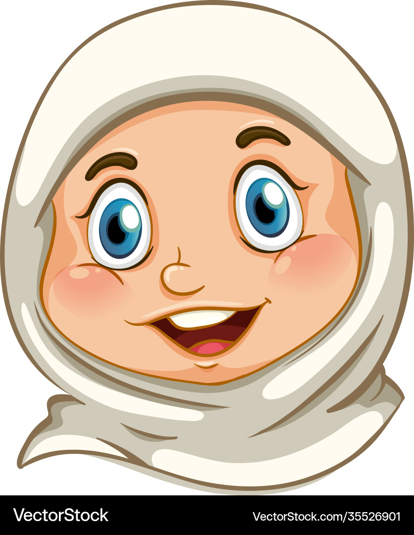Happy muslim girl face Royalty Free Vector Image