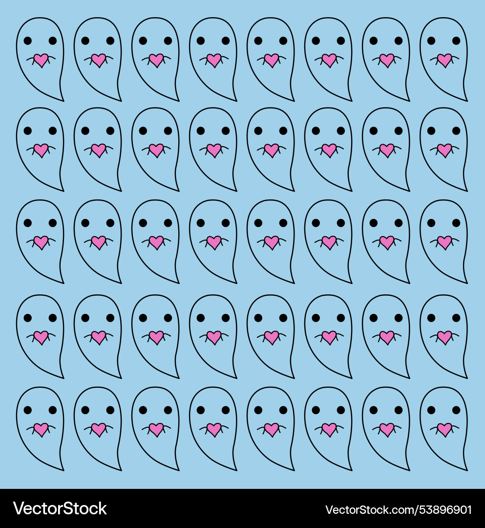 Retro halloween ghosts pattern texture background Vector Image