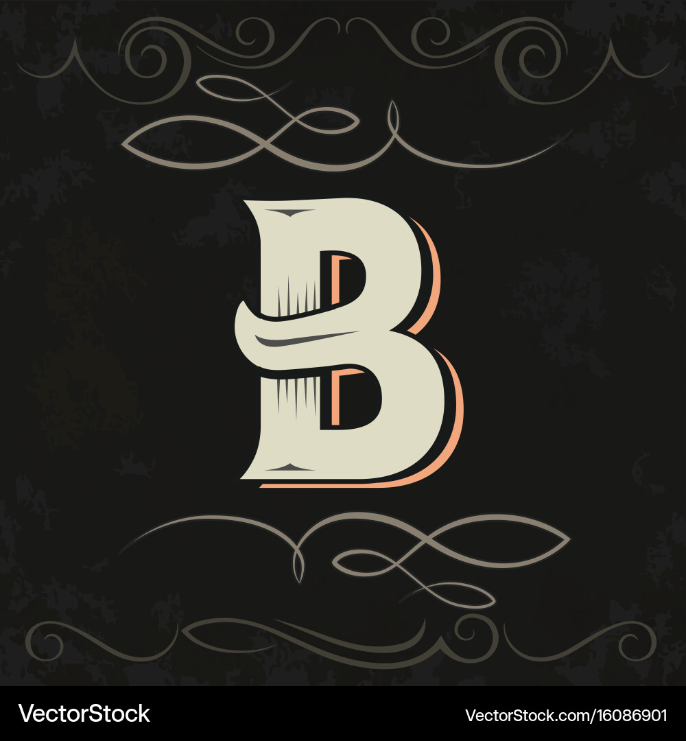 Retro style western letter design b Royalty Free Vector