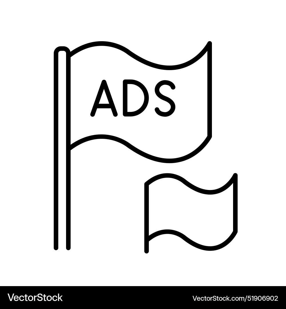 Advertising on flags icon in thin line style Vector Image