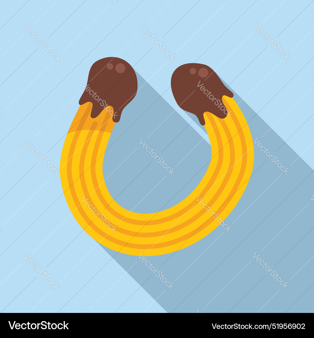 Churros with chocolate cream forming a u shape Vector Image