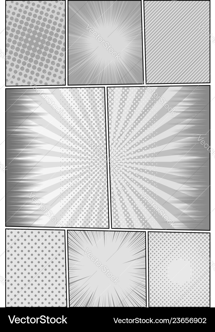 Comic book page monochrome template Royalty Free Vector