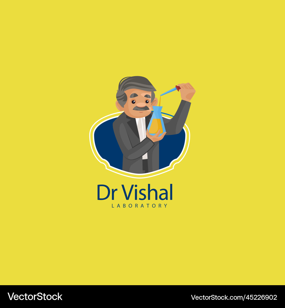 Dr vishal laboratory mascot logo Royalty Free Vector Image