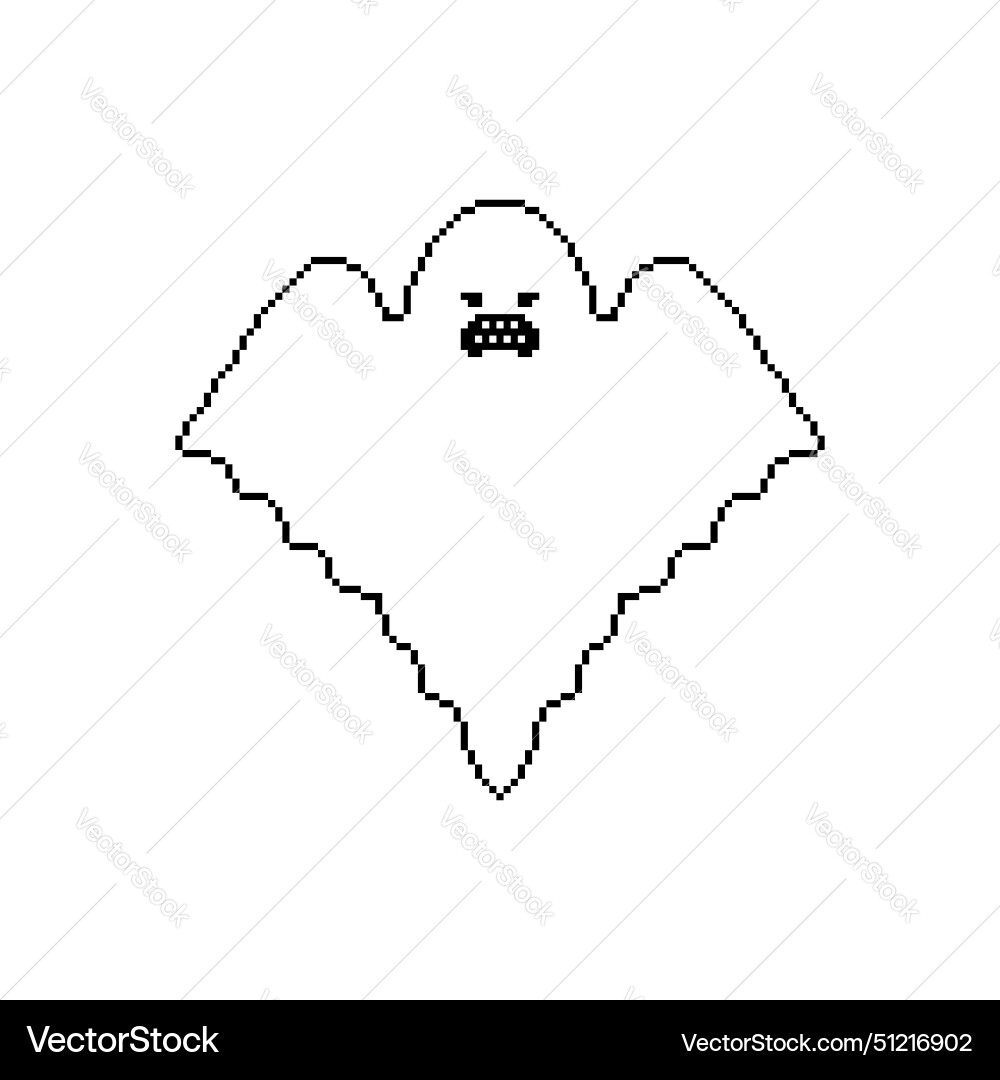 Ghost pixel art spooky cartoon pixelated 8 bit Vector Image