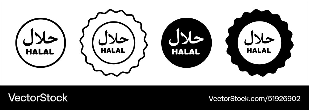 Halal food icon symbol set collection Royalty Free Vector