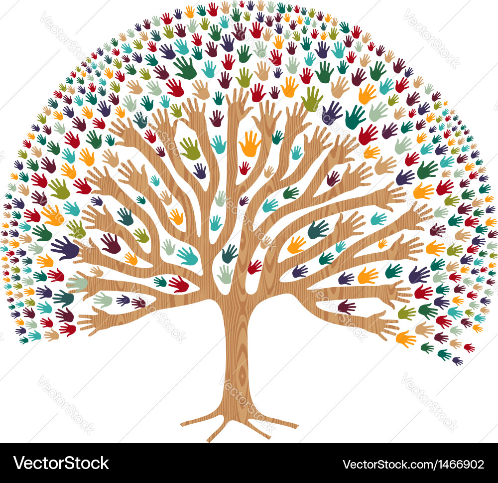 Isolated diversity tree hands Royalty Free Vector Image