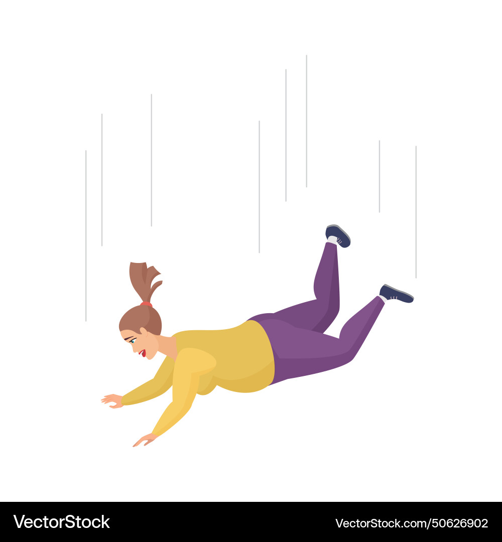 Overweight woman falling down in air with shock Vector Image