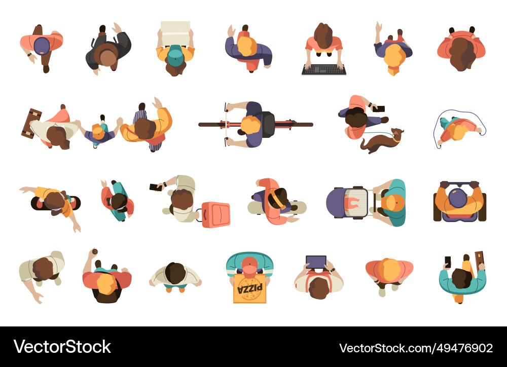 People view from above air cartoon Royalty Free Vector Image