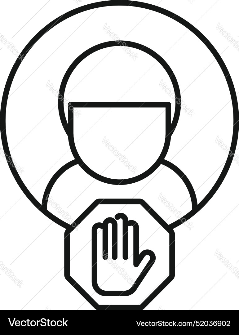 Person holding stop sign showing refusal gesture Vector Image