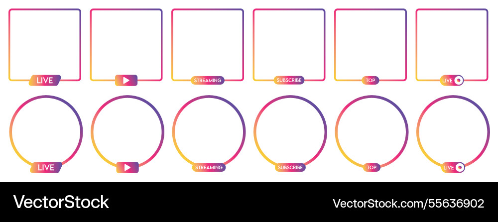 Social media live streaming frame set stream Vector Image