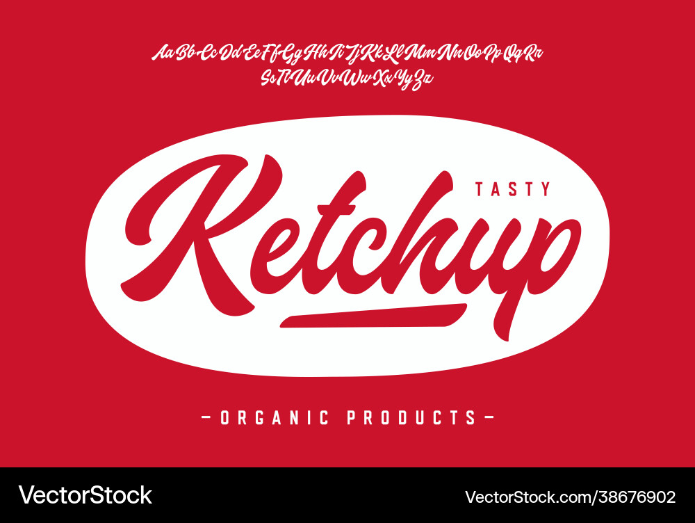 Tasty ketchup brush script font Royalty Free Vector Image