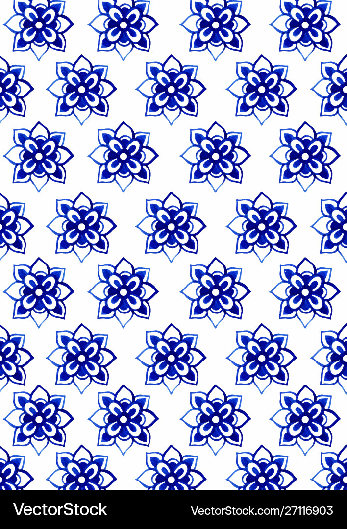 Blue flowers traditional thai art pattern Vector Image