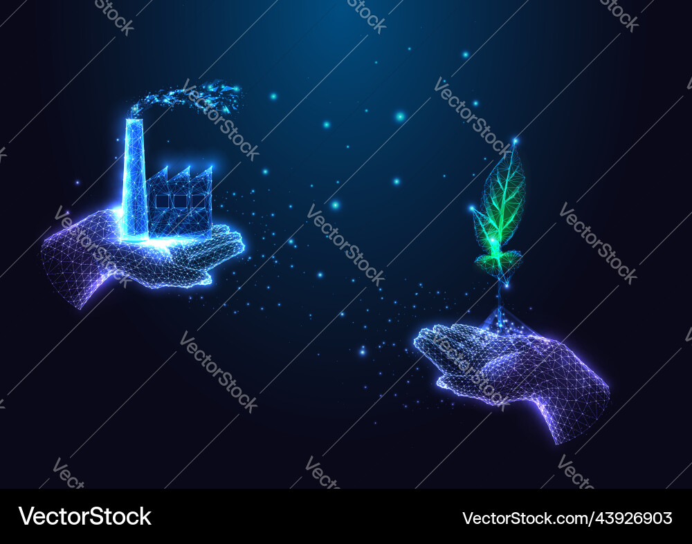 Carbon offset neutral concept with hands Vector Image