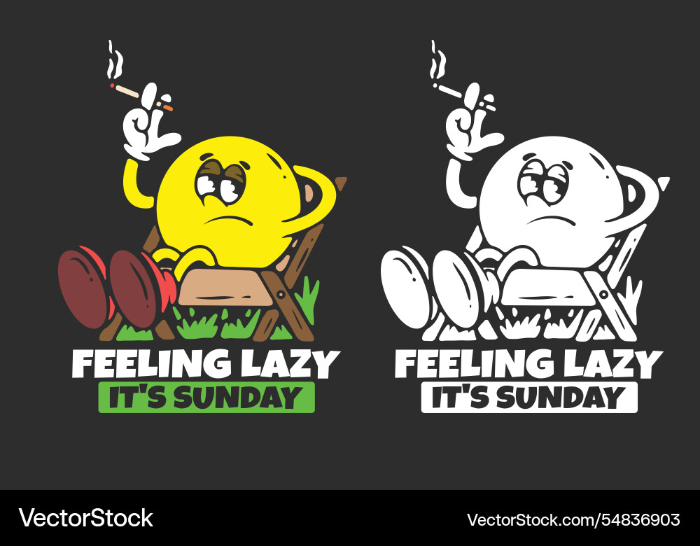 Feeling lazy ball head character relax Royalty Free Vector