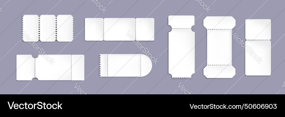 Paper ticket templates set on gray background Vector Image