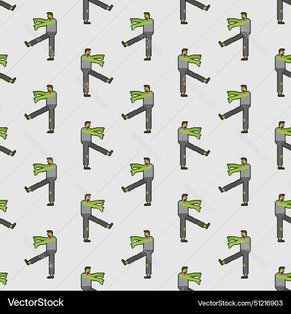 Zombie pixel art pattern seamless pixelated zombi Vector Image