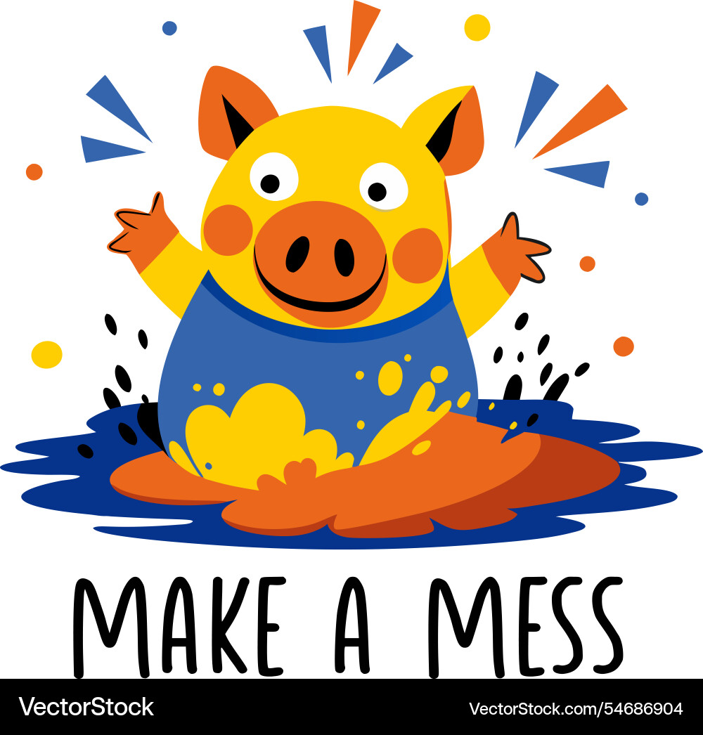 A flat sticker depicting dirty pig with make a mes