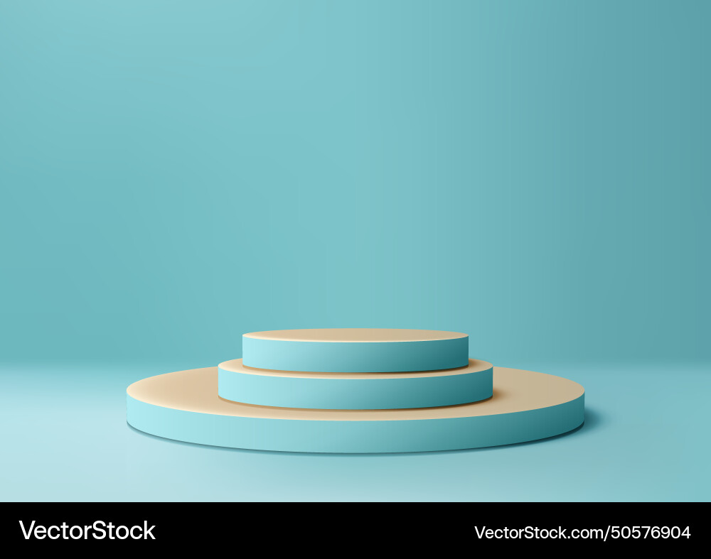 Blue 3d podium with three circular tiers Vector Image