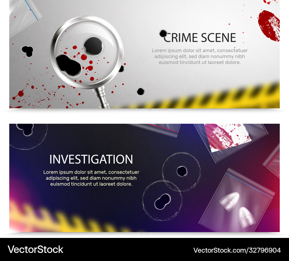 Crime scene horizontal banners Royalty Free Vector Image