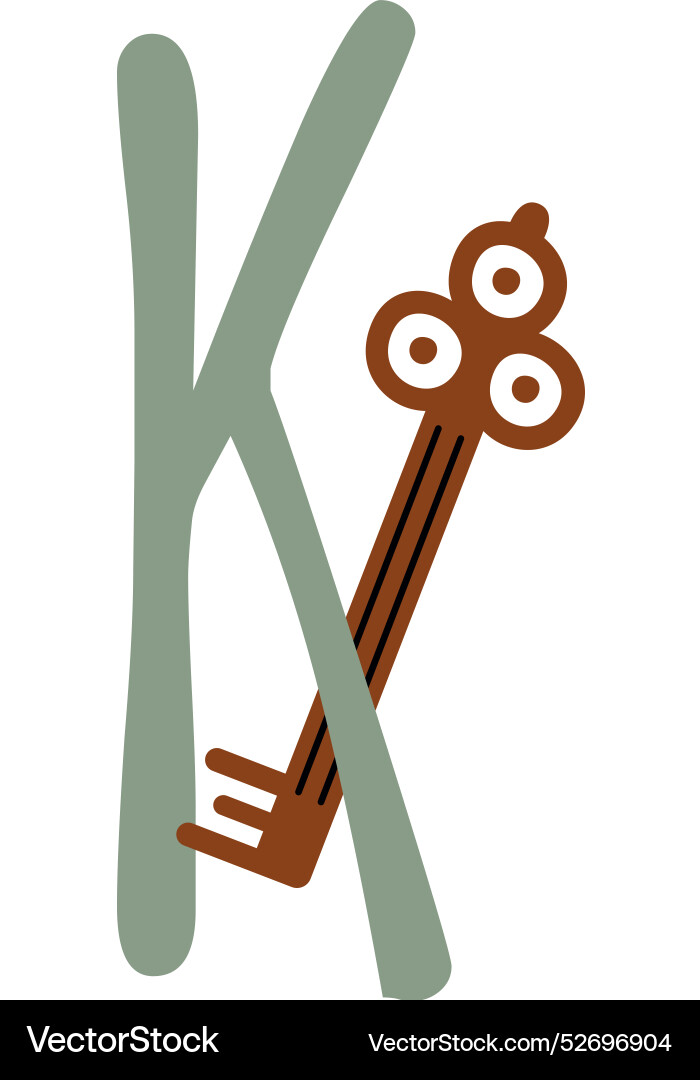 K letter key childish alphabet Royalty Free Vector Image