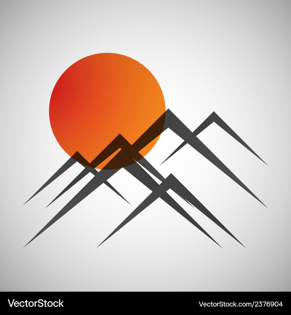 Mountains and sun icon Royalty Free Vector Image