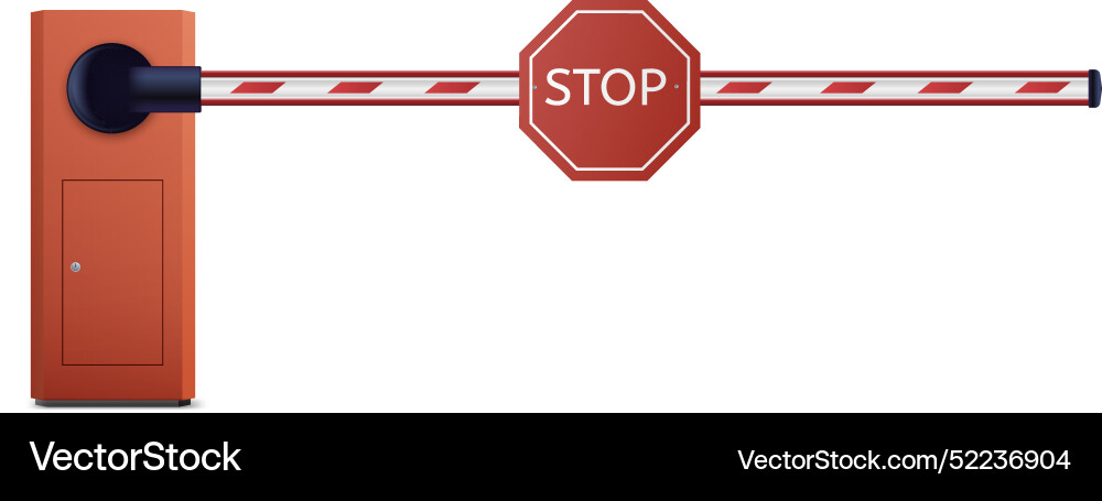 Red barrier arm down with stop sign isolated Vector Image