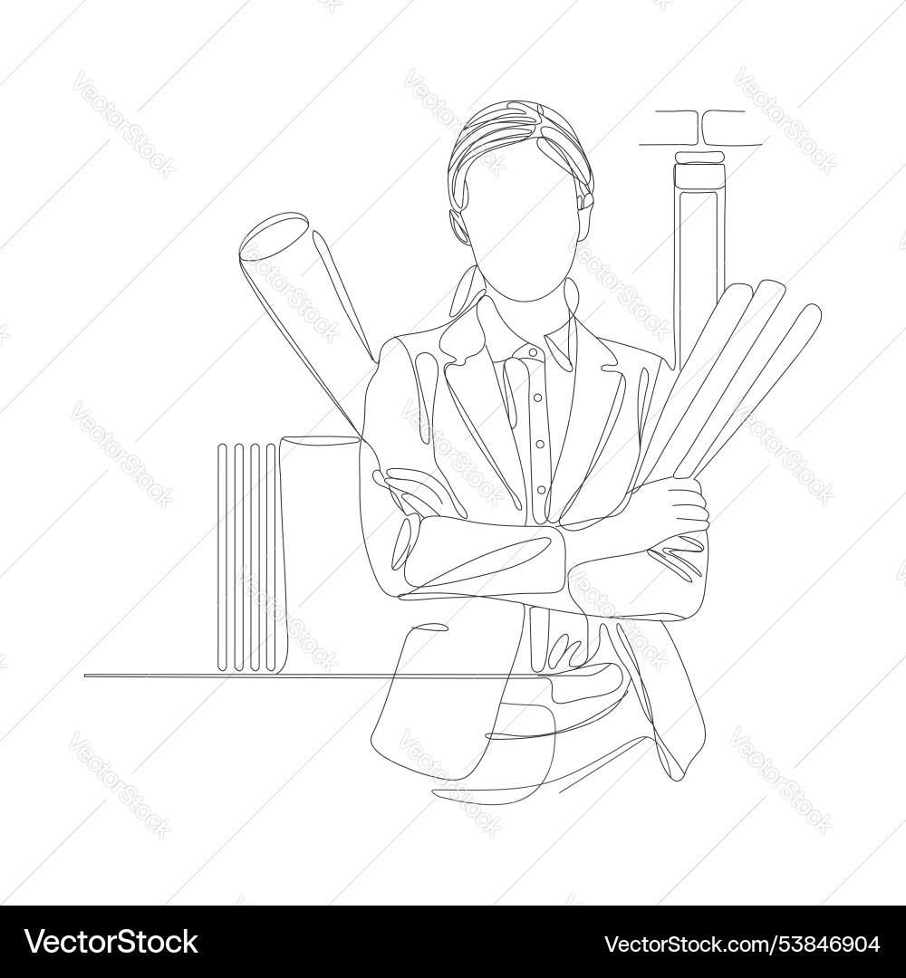 Single continuous line drawing of young female arc