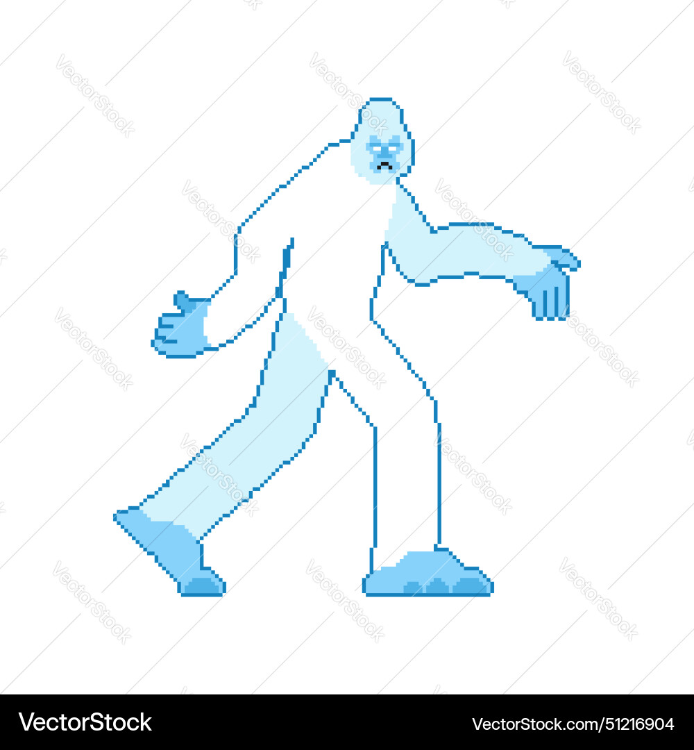 Yeti pixel art pixelated bigfoot isolated 8 bit Vector Image