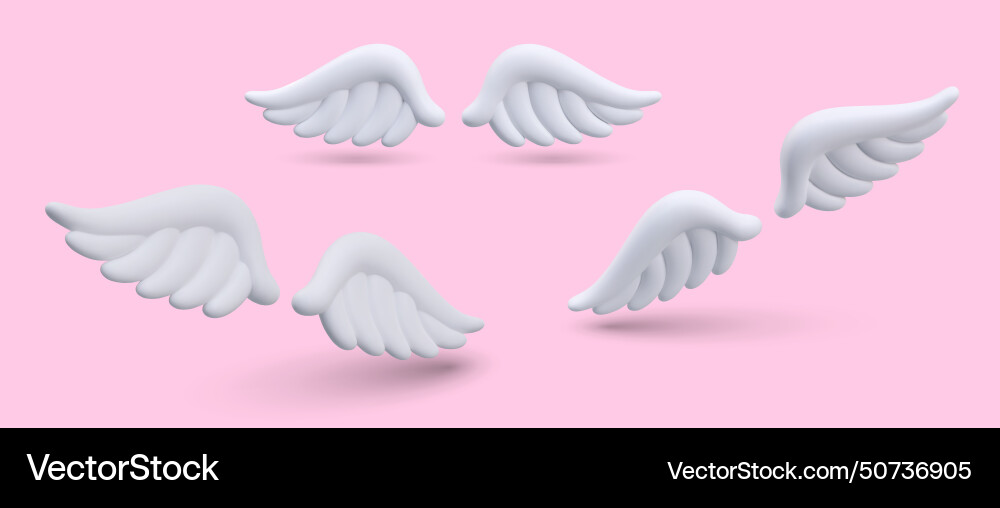 3d realistic angel wings in different positions Vector Image