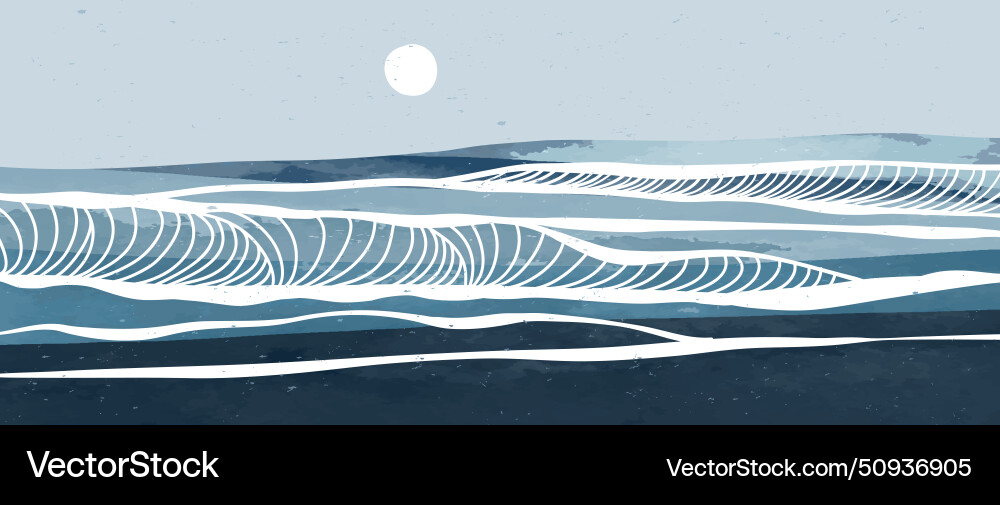 Blue ocean wave landscape Royalty Free Vector Image