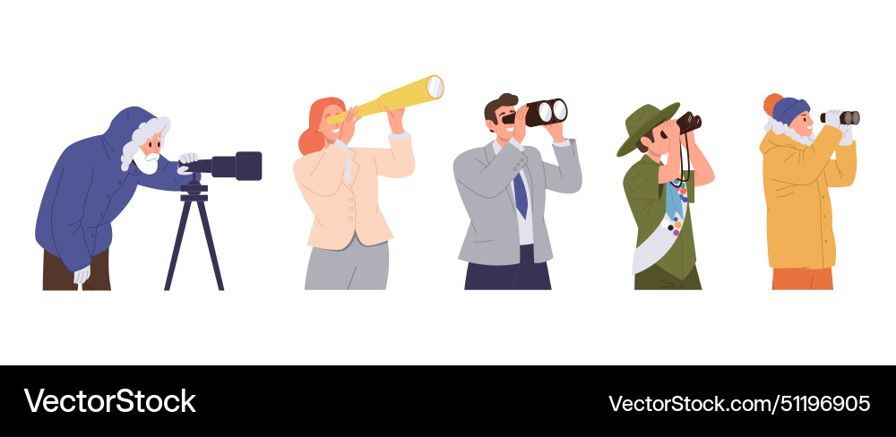 Curious man and woman cartoon characters using Vector Image