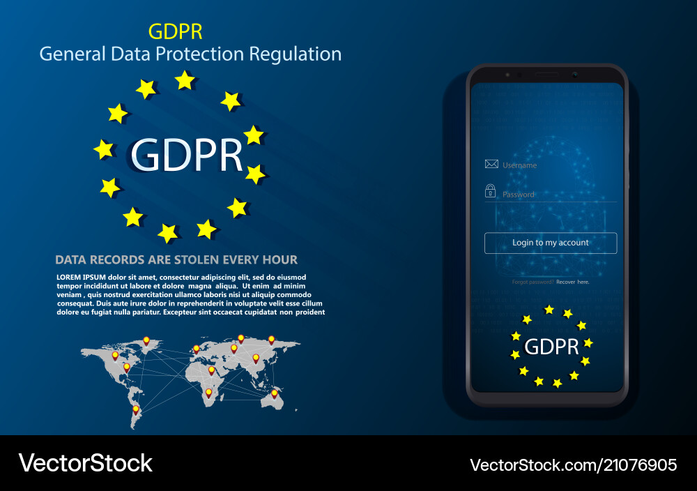GDPR Smartphone Data Protection Royalty Free Vector Image