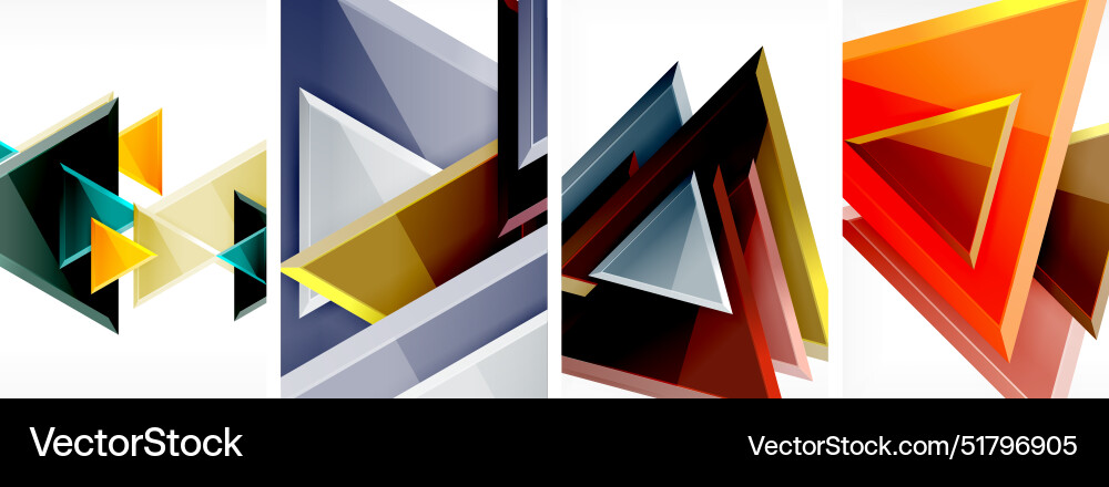 Glossy triangles geometric poster set Royalty Free Vector