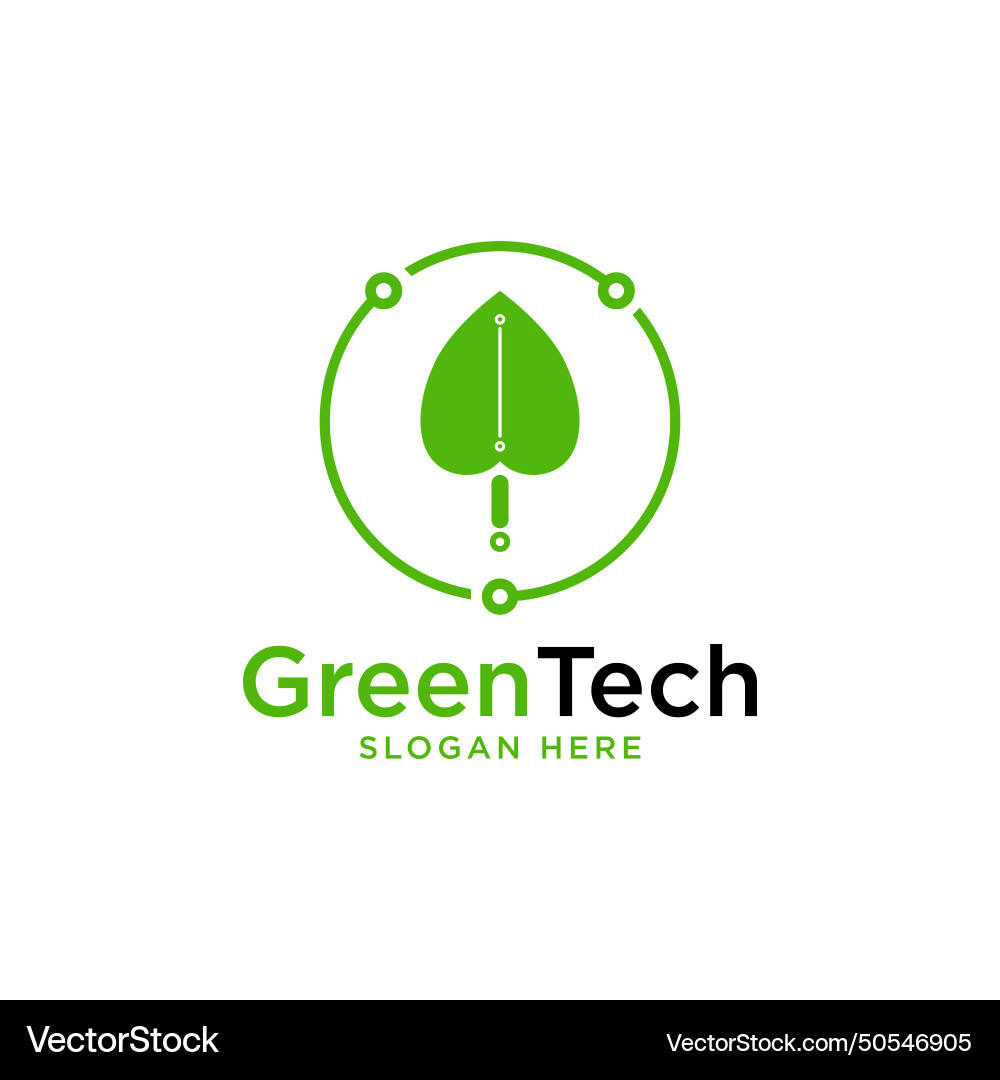Green tech logo template design emblem Royalty Free Vector