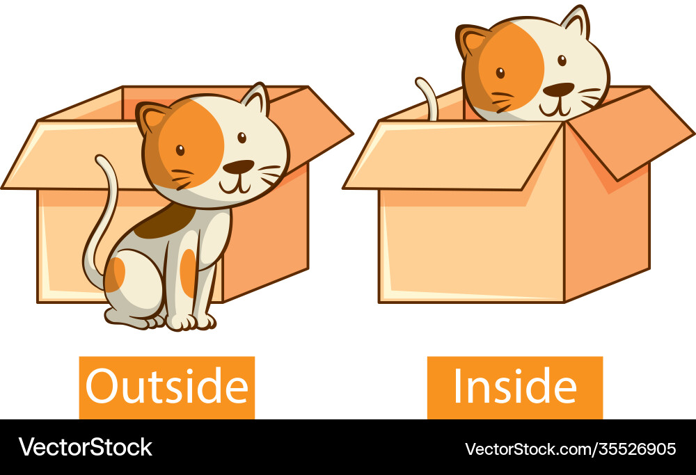 Opposite adjectives words with outside and inside Vector Image