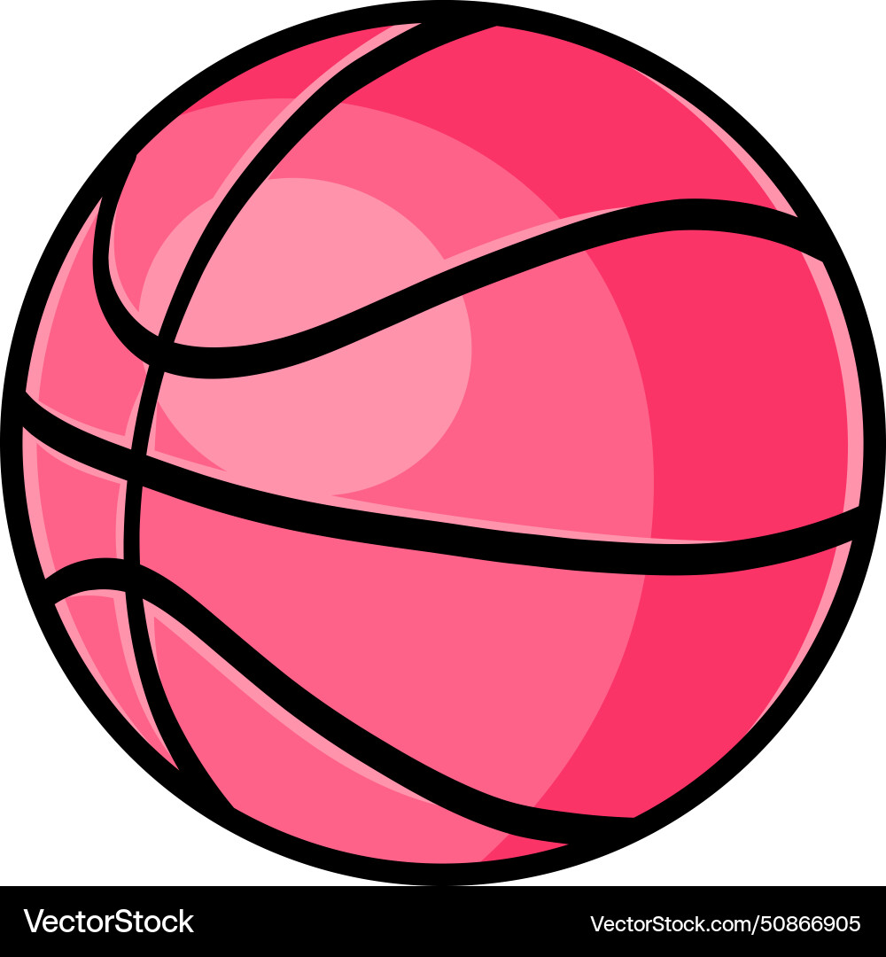 Pink basketball ball doodle drawing icon Vector Image