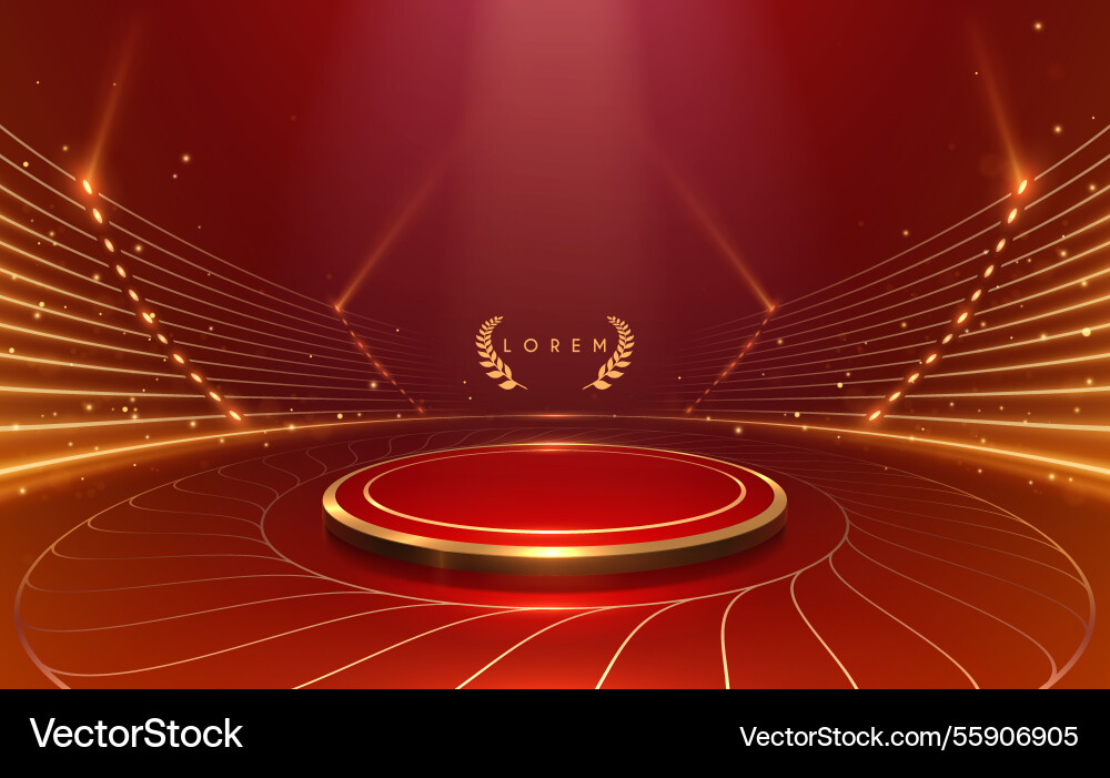 Red and gold stage with light effects Royalty Free Vector