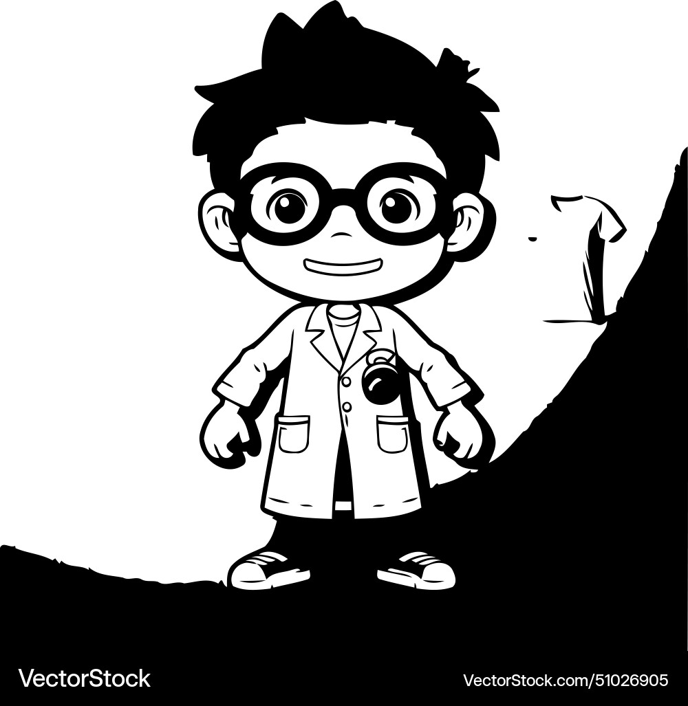 Scientist boy cartoon character science Royalty Free Vector