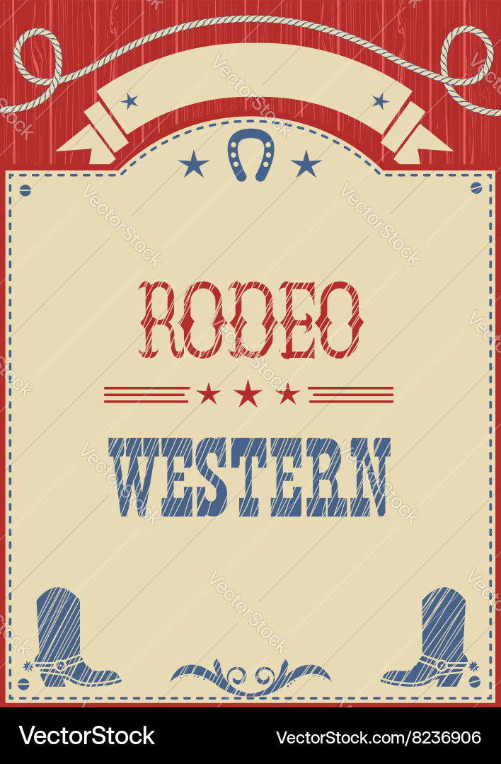 American cowboy rodeo poster for text Royalty Free Vector