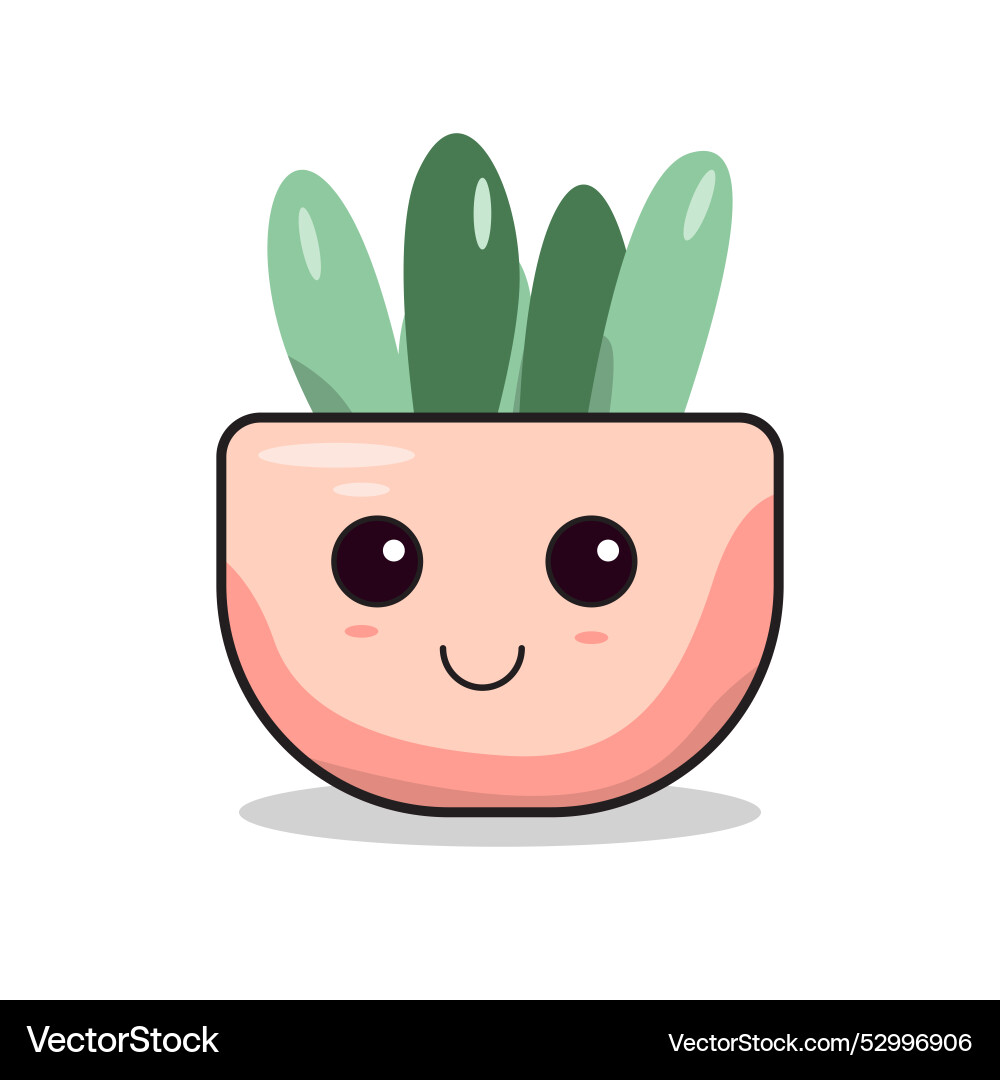 Cute plant pot flat Royalty Free Vector Image - VectorStock