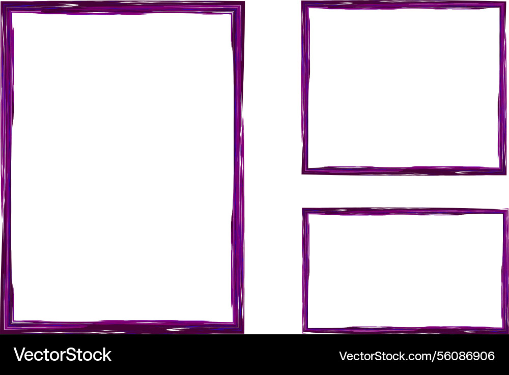 Dark purple pencil drawing frames set Royalty Free Vector