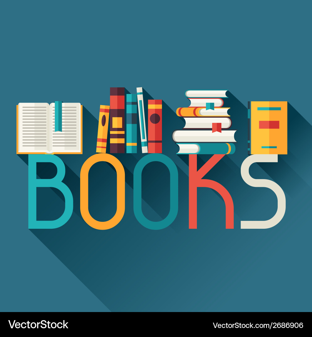 Education background with books in flat design Vector Image