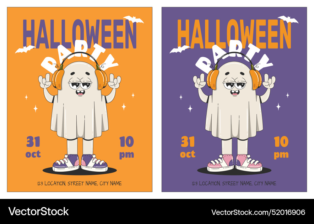 Halloween party invitation with cute ghost Vector Image