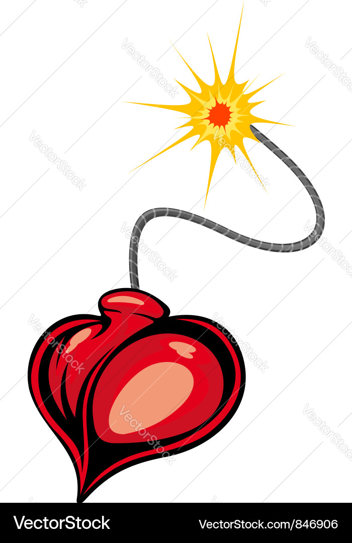 Heart bomb in cartoon style Royalty Free Vector Image
