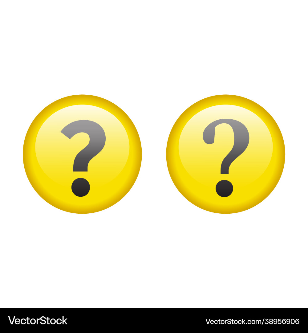 Question mark glossy yellow button Royalty Free Vector Image