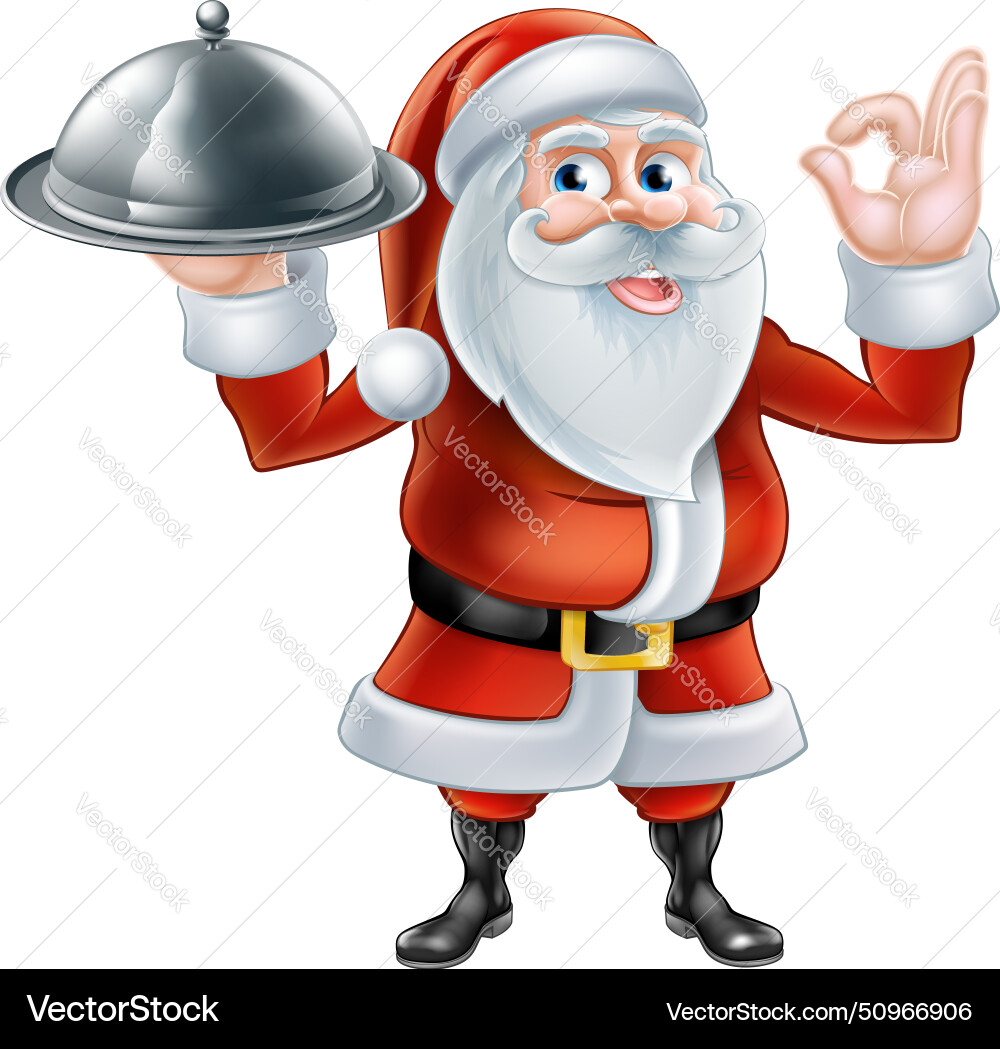 Santa chef christmas dinner Royalty Free Vector Image