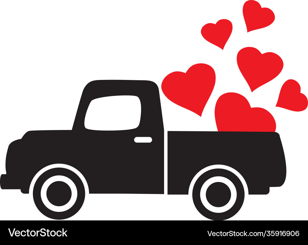 Truck with hearts Royalty Free Vector Image - VectorStock